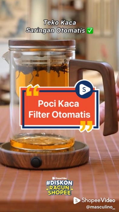 Teko Kaca Saringan Filter Otomatis Poci Minuman Panas Kopi Teh Praktis ...